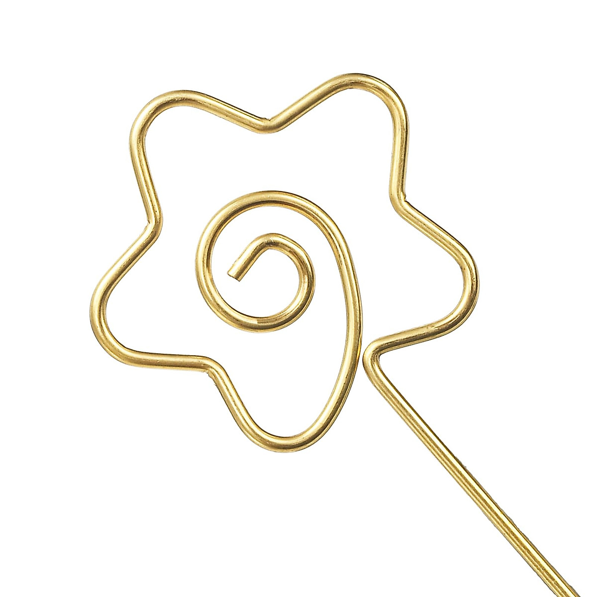 Mezchi 100 Pcs Metal Wire Floral Picks, 13 Inch Gold Place Card Holder Stand Picks, 10 Styles Wire Photo Menu Note Holder, Gift Card Holder for Wedding and Party Favor