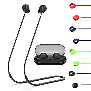 AIBEAMER Straps for So ny WF-C500, Anti-Lost Strap Silicone Necklace Lanyard Compatible with So ny WF C500 Accessories Sports Running Holder Connector Cord (Black)