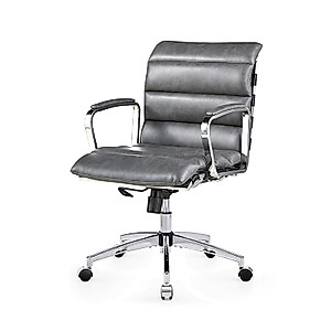 CIATRE Swivel Office Desk Chair with Luxury Executive Design - Ergonomic Computer Chair with Adjustable Height, Armrests, and Brown PU Leather (Grey)