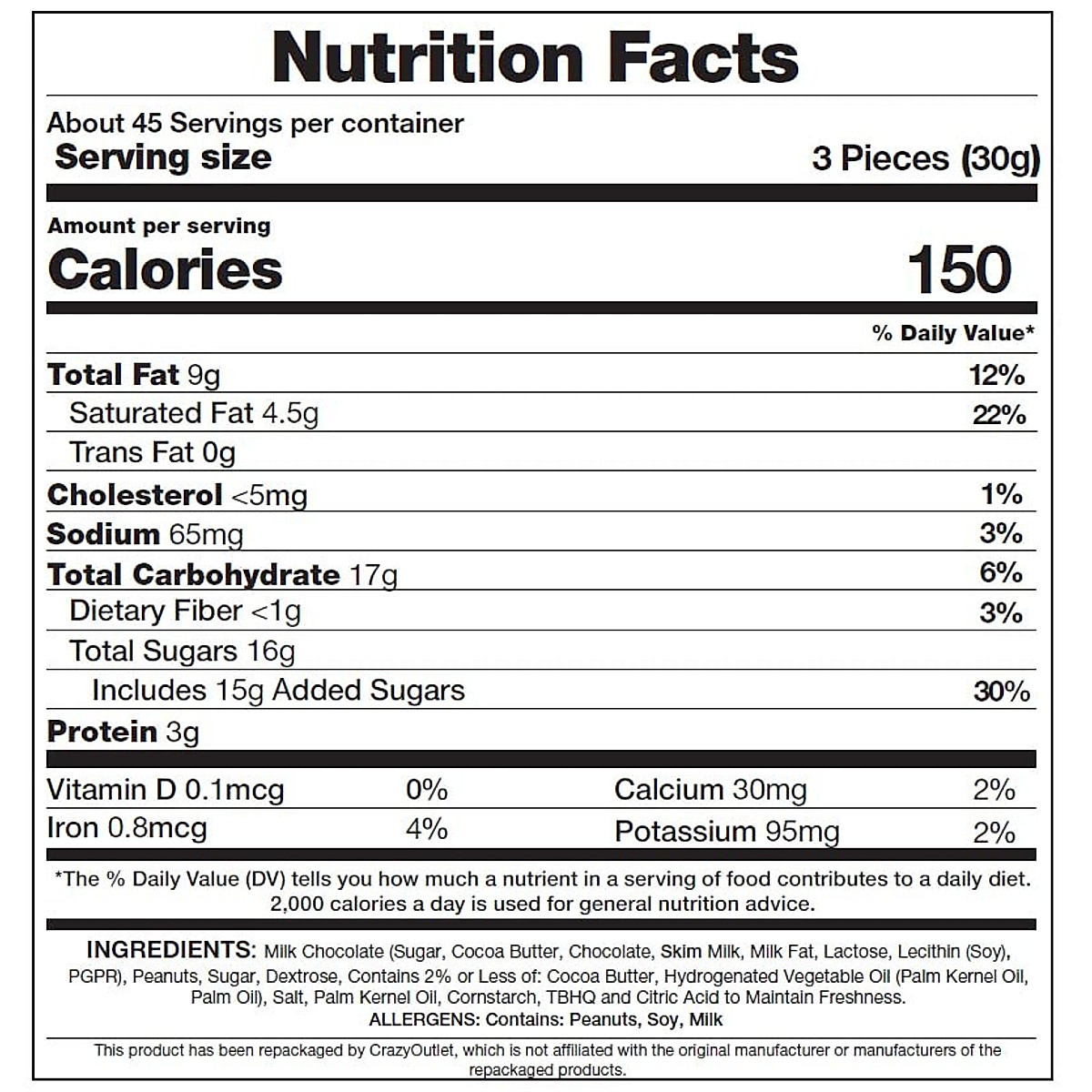 Peanut Butter Milk Chocolate Half Eggs Candy, Bulk Pack 3 Pounds