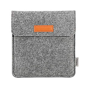 MoKo Sleeve Compatible with Kindle Oasis 2019/2017, Protective Felt Accessories Cover Case Pouch Bag with Dual Pockets Fits 7 Inch Kindle Oasis E-Reader, Light Gray