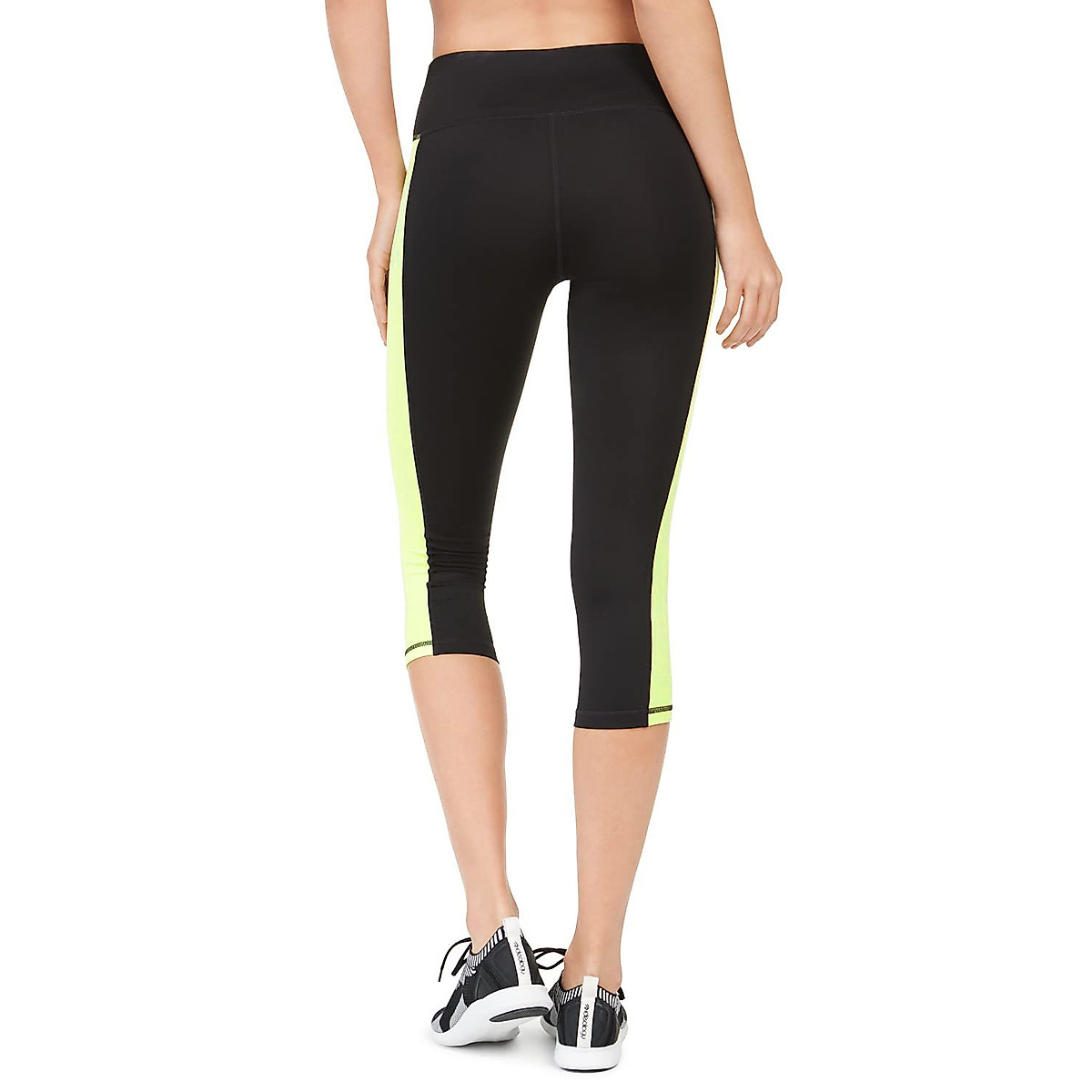 Ideology Colorblocked Cropped Leggings, Small (Noir English Yellow)