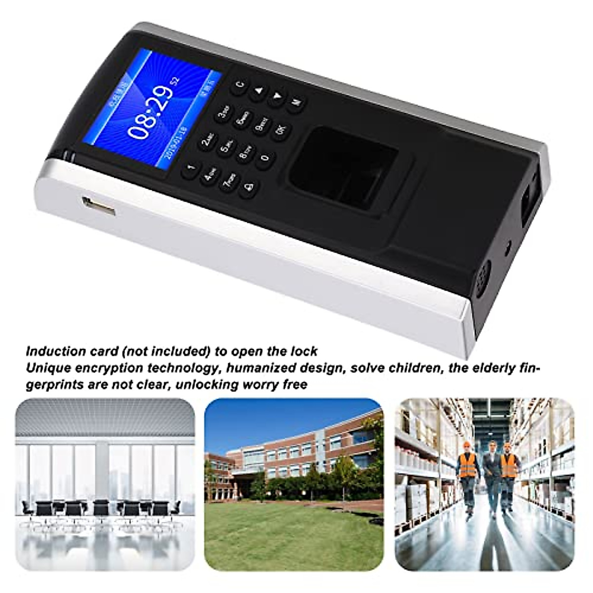 BOTEGRA Time Clock, Passward Attendance Machine Easy to Use USB Interface Fast Identification for Restaurant for Factory