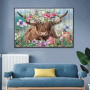 Clendo Paint by Number for Adults,Cow Numbers Adults Beginner, DIY Gift Canvas Painting Kits, 12X16 Inch Colorful Dinosaurs [Without Frame] (MT11179)