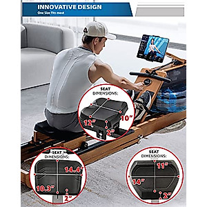 Rowing Machine Seat Cushion - 100% Gel Padded Rower Seat Cushion for Hydrow, Concept 2 Rowing Machine and Other Row Machines - Rower Accessories and Seat Pad (Black)