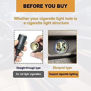 Car Lighter Cigarette, 12V Metal Plastic Construction Cigarette Lighter, 20mm Car Plug Cigarette Lighter, Car Power Plug Socket Output Automatic Cigarette Ignition Lighter Push Button Replacement