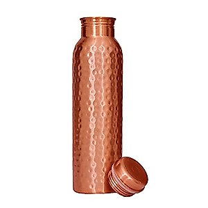 Kitchnver 100percentage Handcrafted Floral Engrave Pure Copper Water Bottle 34 Oz 1 Liter Extra Large Leak Proof Vessel Pot Etched