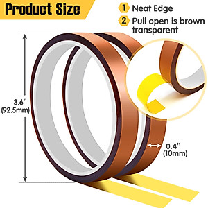 10 Rolls Heat Resistant Tapes for Sublimation, 10mm X 33m 108ft Heat Press Tape for High Temperature Heat Transfer for Sublimation on Coffee Mugs, Adhesive Vinyl No Residue, Electronics, Soldering