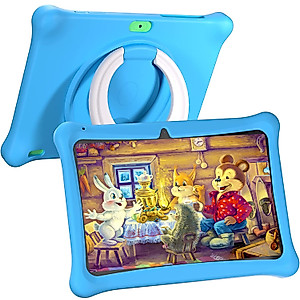 SGIN Kids Tablet, Android 12 Kids Tablets, 10 Inch 2GB+64GB Tablet for Kids, with Case, WiFi, Dual Camera, Parental Control APP, Educational Games，iWawa Pre Installed (Blue)