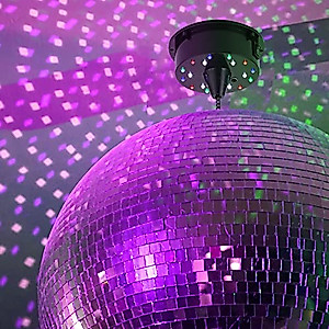 6RPM Rotating Disco Ball Mount Electric Motor with Lights 4 Colors for 6 8 12 Inch (Not Included) 2 Mode Christmas Party DJs Bands Pubs Weddings Night Clubs (Battery Style)