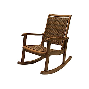 Outdoor Interiors 21095RC All Weather Wicker Mocha and Eucalyptus Rocking Chair