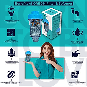 ORBON Hard Water Filter for Washing Machine | Washing Machine Inline Water Filter | Washing Machine Hose Filter | 3/4" BSP Thread | With Teflon Tape | For Fully Automatic Washing Machines | 1 Unit