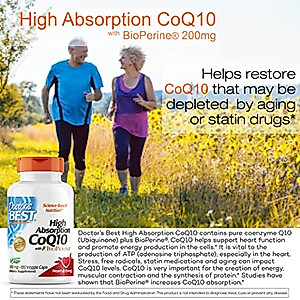 Doctor's Best High Absorption CoQ10 with BioPerine, Non-GMO, Gluten & Soy Free, Naturally Fermented, Vegan, Heart Health and Energy Production, 200 mg, 180 Count