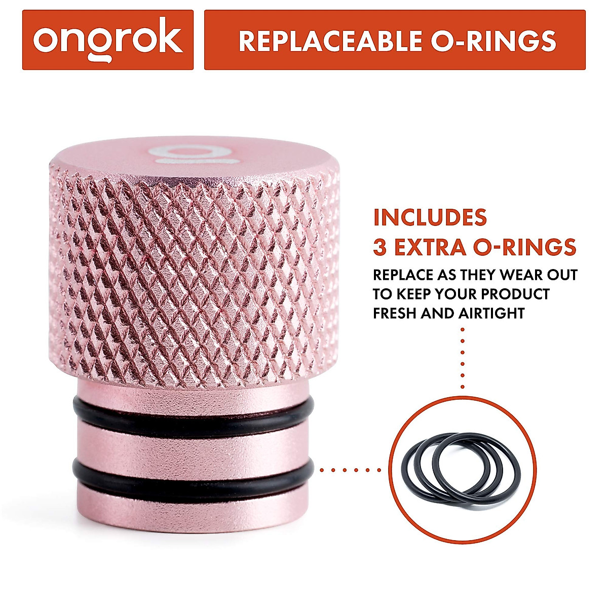 ONGROK Premium Storage Tube | Airtight Aircraft Grade Aluminum Metal, Pocket-Sized Opaque Holder (Rose Gold)