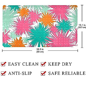 Bath Tub Shower Mat - Anti-Slip PVC Material 15.1x26.8 in, Gentle Cushioning Quick Drying Suction Cups Reliable Solution - Fashion Graffiti Non-Slip Floor Mat