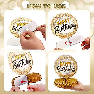 KIMOBER 9PCS 30th Birthday Honeycomb Centerpieces,Black Gold 30 Years Birthday Table Toppers for Thirty Years Birthday Party Decorations