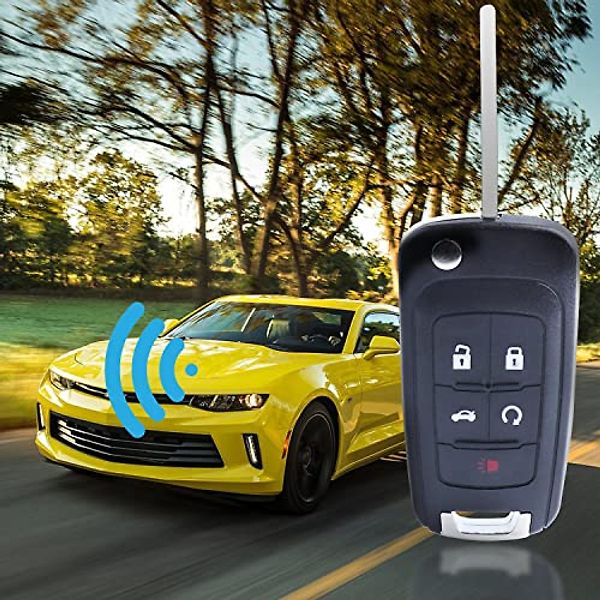 Replacement Flip Remote Fob fit for 2010-2019 Chevy Equinox,2011-2016 Cruze Malibu Camaro Trax /Buick Lacrosse Regal Verano Trunk Car Keyless Entry Uncut Key Fob (FCCID: OHT01060512) Pack of 2
