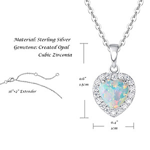FANCIME October Birthstone Necklaces for Women Sterling Silver Necklace Heart Necklace Opal Necklaces for Women
