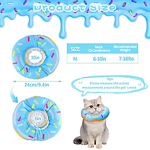 Cat Cone Collar Soft, Adjustable Plush Comfort Pet Elizabeth Circle Soft Cone for Cats Donut Cute Cat Recovery Collar for Cats Small Pet After Surgery Stop Licking Comfortable Cat Cones (M, Blue)