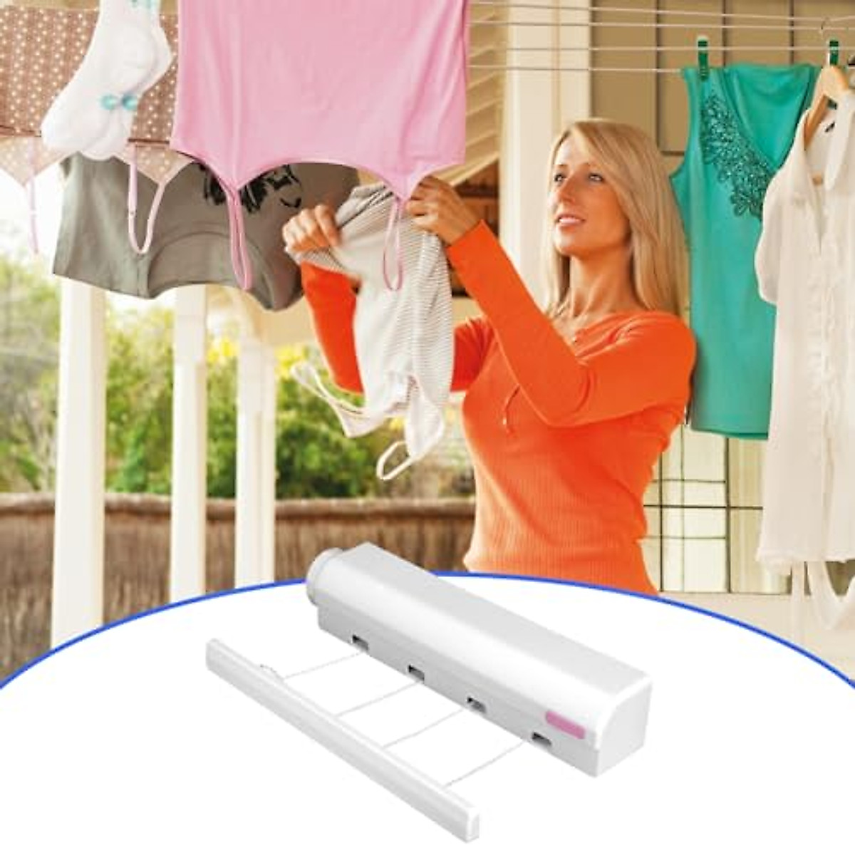 Retractable Outdoor Clothesline Indoor Wall Mounted Flexible Clothes Dryer Plastic Telescopic Rope Hanger Space Saving for Hanging Drying Rack Wet Dry Laundry Bathroom Hotel Travel Camping(4 Ropes)