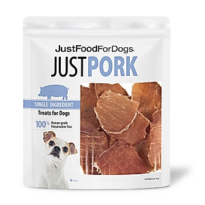 JustFoodForDogs Healthy Dog Treats, Pork, Single-Ingredient, Made in The USA, 5 oz