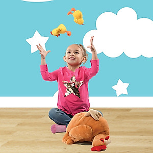 PREXTEX Hen Toy with Two Plastic Easter Eggs and Cute Baby Chicks Inside - Big Mommy Hen Plush with Chicks Zippered in Eggs - Adorable Chicken Plushies for Kids 3-5 Years Old