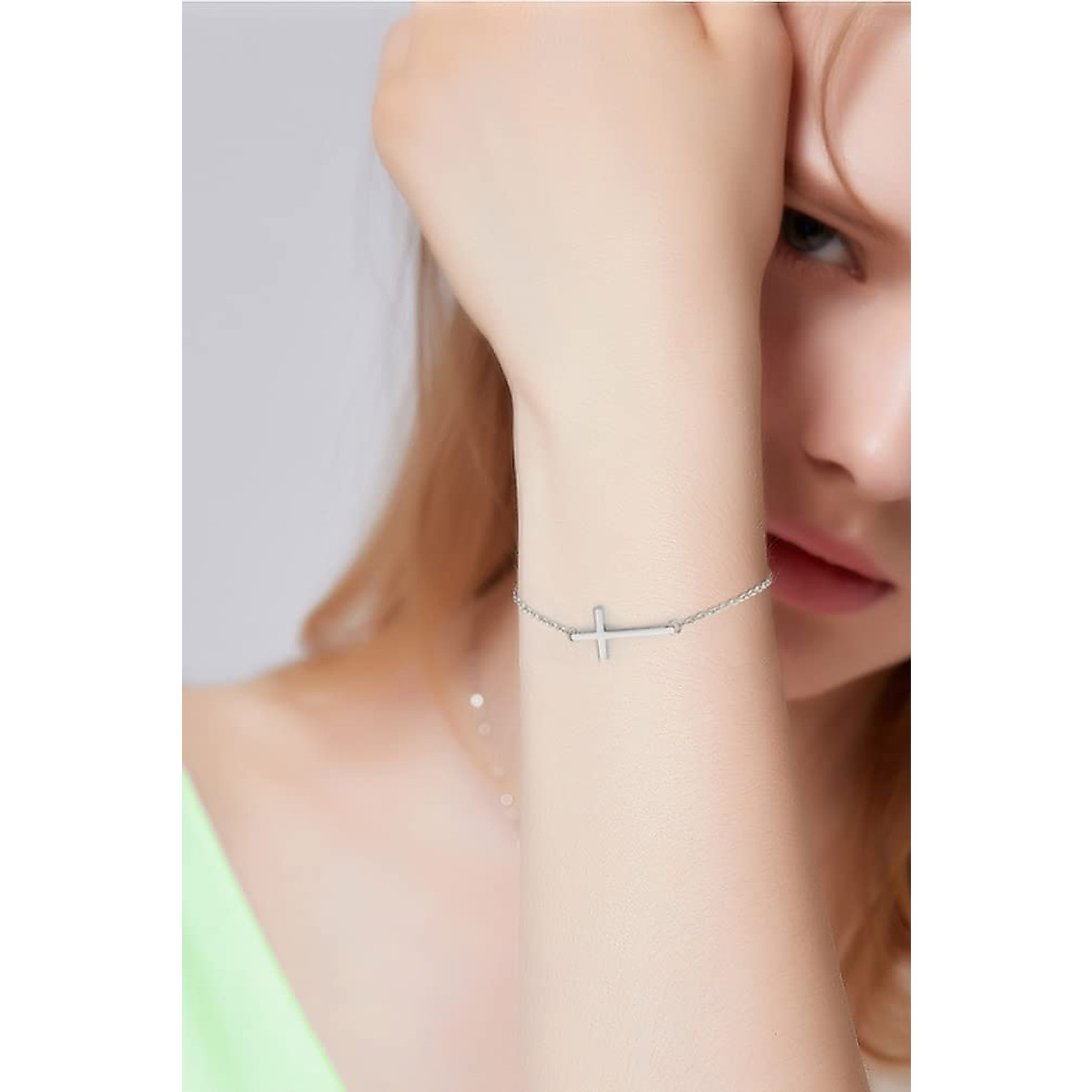 WDSHOW Silver Sideways Cross Bracelets Faith Jewelry Gifts for Women Bible Verse I CAN DO All Things