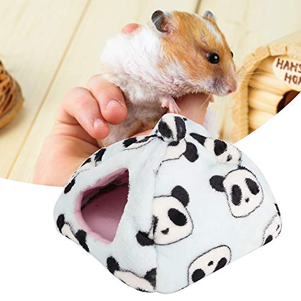 GLOGLOW Hamster Bed, Panda Shape Warm Hanging Bed Cute Warm Hammock Nest for Sugar Glider Rat Guinea Pig Gerbil Mice Hamster(L)