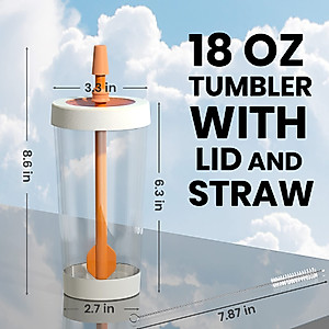 ENJOIER 18 oz Tumbler with Lid and Straw, BPA Free Tritan Clear Double Wall Water Bottle, Reusable Drinking Iced Coffee Cup Travel Car Mug, Gifts for Adult Kids, Orange