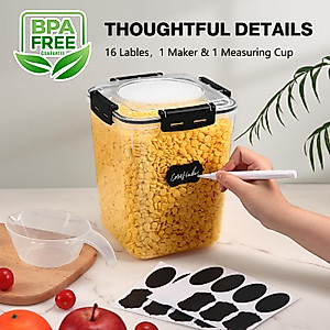 YASHE Large Food Storage Containers with Lids (5.3L/179oz, 4Pack), BPA-Free Airtight Plastic Food Containers, Flour, Sugar, Rice Canisters for Kitchen & Pantry Organization