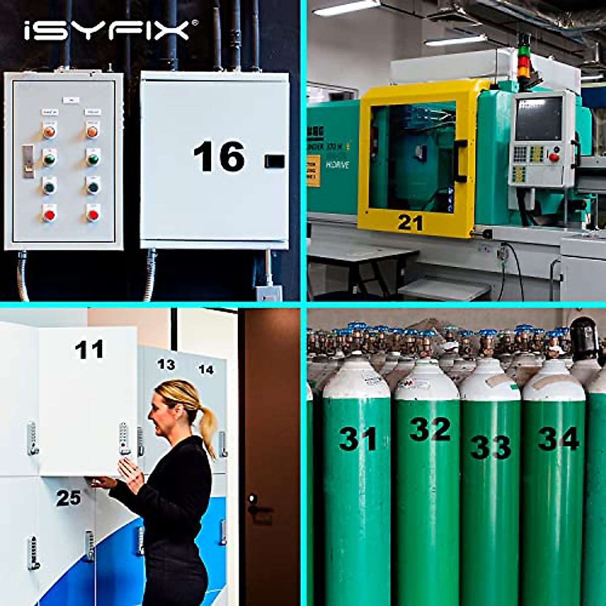 iSYFIX Black Vinyl Numbers Stickers - 4 Inch Self Adhesive (2 Sets) - Premium Decal Die Cut and Pre-Spaced for Mailbox, Signs, Window, Door, Cars, Trucks, Home, Business, Address Number, Indoor or Outdoor