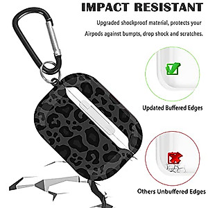 Olytop for Airpods Pro Case Leopard, Cute Air pods Pro Protective Case Cover Printed Hard Skin Women Girl for Apple Airpod Pro Charging Case with Keychain AirPods Pro 2019 Set - Black/Grey Leopard