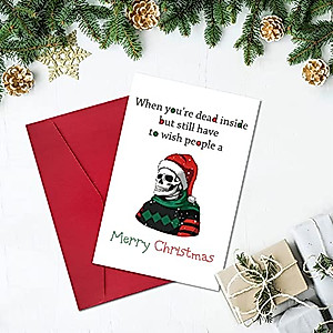 Funny Christmas Card with Envelopes, Sarcastic Christmas Gifts for Men Women, Unique Christmas Gift ideas for Coworkers Sister Brother, Humor Xmas Cards Gifts for Friend Family