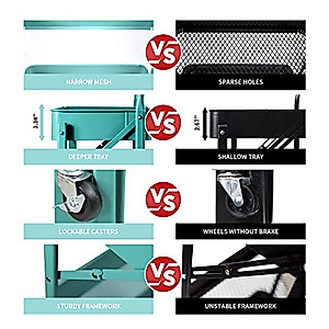 totolot 3-Tier Collapsible Rolling Utility Cart with Lockable Caster Wheels, Metal Storage Cart for Classroom, Office, Bathroom, Blue