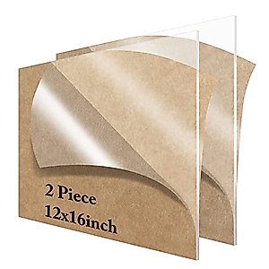 2 Pieces 12" x 16"Clear Acrylic Sheet Cast Plexiglass 1/8”Thick (3mm) Plexiglass Sheet Clear Plastic Sheet, for Sign,Craft, Photo Frame, DIY Display Projects…
