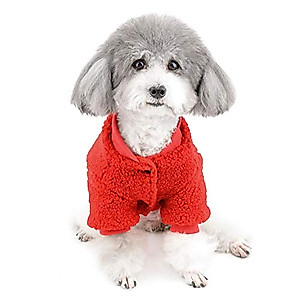 Zunea Small Dog Clothes Christmas Winter Warm Sweater Coat Soft Fleece Puppy Jacket Jumper Xmas Costume Outfits New Year Pet Chihuahua Cat Apparel for Dogs Boys Girls Red S