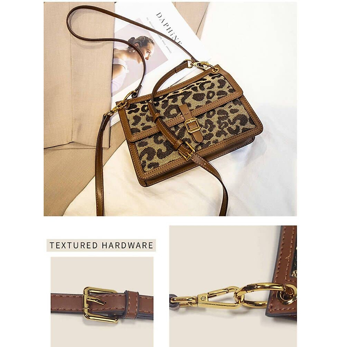 Leopard Print Purse Cheetah Crossbody Shoulder Bag Vegan Leather Handbag for Women
