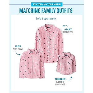 The Children's Place Baby Boy's and Toddler Poplin Long Sleeve Button Down Shirt, Red Tree Stripe, 4T