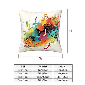OUSIKA Abstract Music Themed Throw Pillow Covers Super Soft Morden Decorative Pillowcases Square Cozy Cushion Covers for Sofa Couch Bed Home Decor 16"X16"