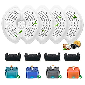 4 Pack-Cat-Water-Fountain-Filters with 4 Sponges, Pet-Replacement Filters for 67oz/2L Pet Drinking Fountain Dog Water Dispenser