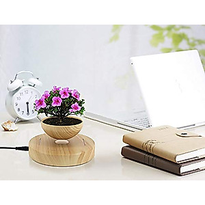 YBKJSTR LED Levitating Air Bonsai Pot Magnetic Levitation Suspension Flower Floating Pot Potted Plant Levitating Plant Pot for Display Decoration(Plant Pot Size, Height: 35mm, Diameter: 80mm)