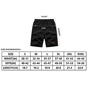 Rdruko Men's Hiking Running Shorts Quick Dry Athletic Performance Shorts Zip Pockets(Light Grey, US L)