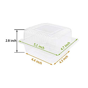 OJYUDD 50 Pcs Clear Plastic Take out Containers,Square Hinged Food Containers,Disposable Clamshell Dessert Container with Lid for Salad,Sandwiches,Hamburger (5x4.7x2.8 in)
