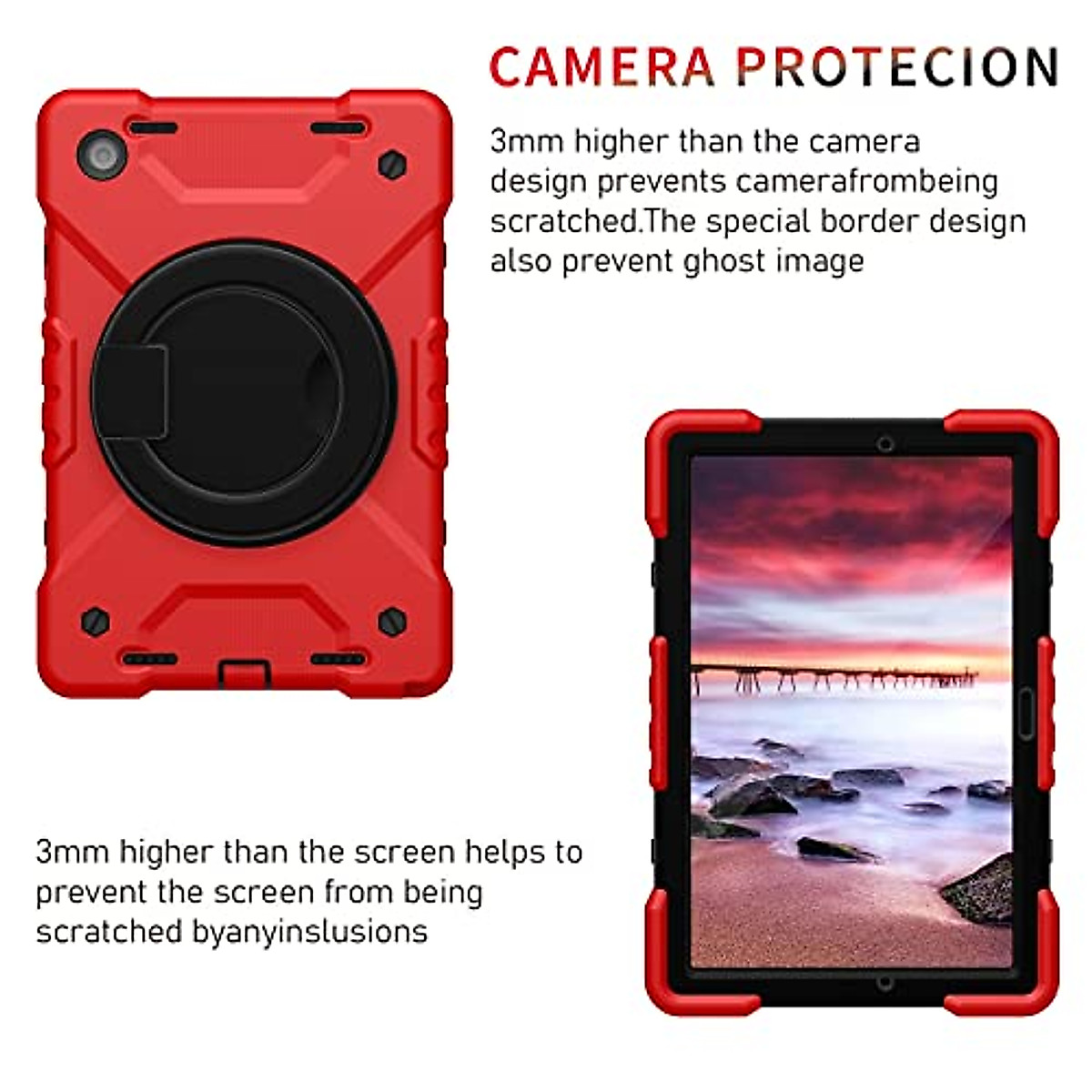 Tablet Case Cover Tablet Case Compatible with Samsung Galaxy TAB A8 10.5 X200/X205(2021),Kids Durable Shockproof Protective Cover, with Folding Handle Stand, Rotating Kickstand,Carrying Shoulder Strap