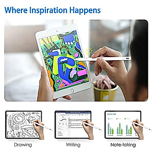 Stylus Pen for iPad 9th&10th Generation, Active Apple Pencil 1st / 2nd Generation for iPad 2018-2022, iPad Pencil Apple Pen for iPad Mini 6th, iPad Pro 11/12.9inch, iPad Air 3/4/5, iPad 6/7/8th, White
