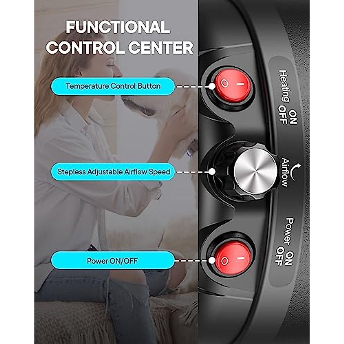 EGFKI Dog Dryer, 5.2HP/ 3800W Pet Grooming High Velocity Force Blower with 4 Nozzles, Adjustable Speed and Temperature Dog Hair Dryers for Grooming