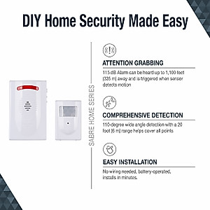 SABRE Driveway Alarm, Wireless Motion Detector Sensor System with Driveway Alert, Weatherproof for Outdoor Security