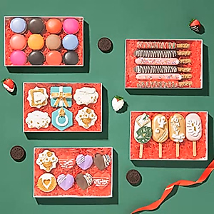 RomanticBaking 50 Pack Small Cookies Boxes with Window 9 1/2" x 6" x 1 1/4" Pastry Bakery Boxes for Macaron,Cakesicle,ricek rispy treats, Browine