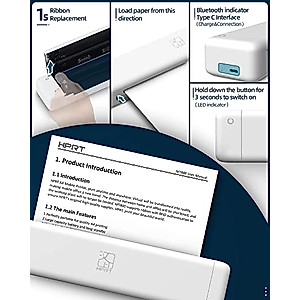 HPRT Portable Printers Wireless for Travel, MT800, Support 8.5" X 11" US Letter & A4 Paper, Thermal Transfer Inkless Printers, Bluetooth Connection, Compatible with Laptops & Android iOS Phone