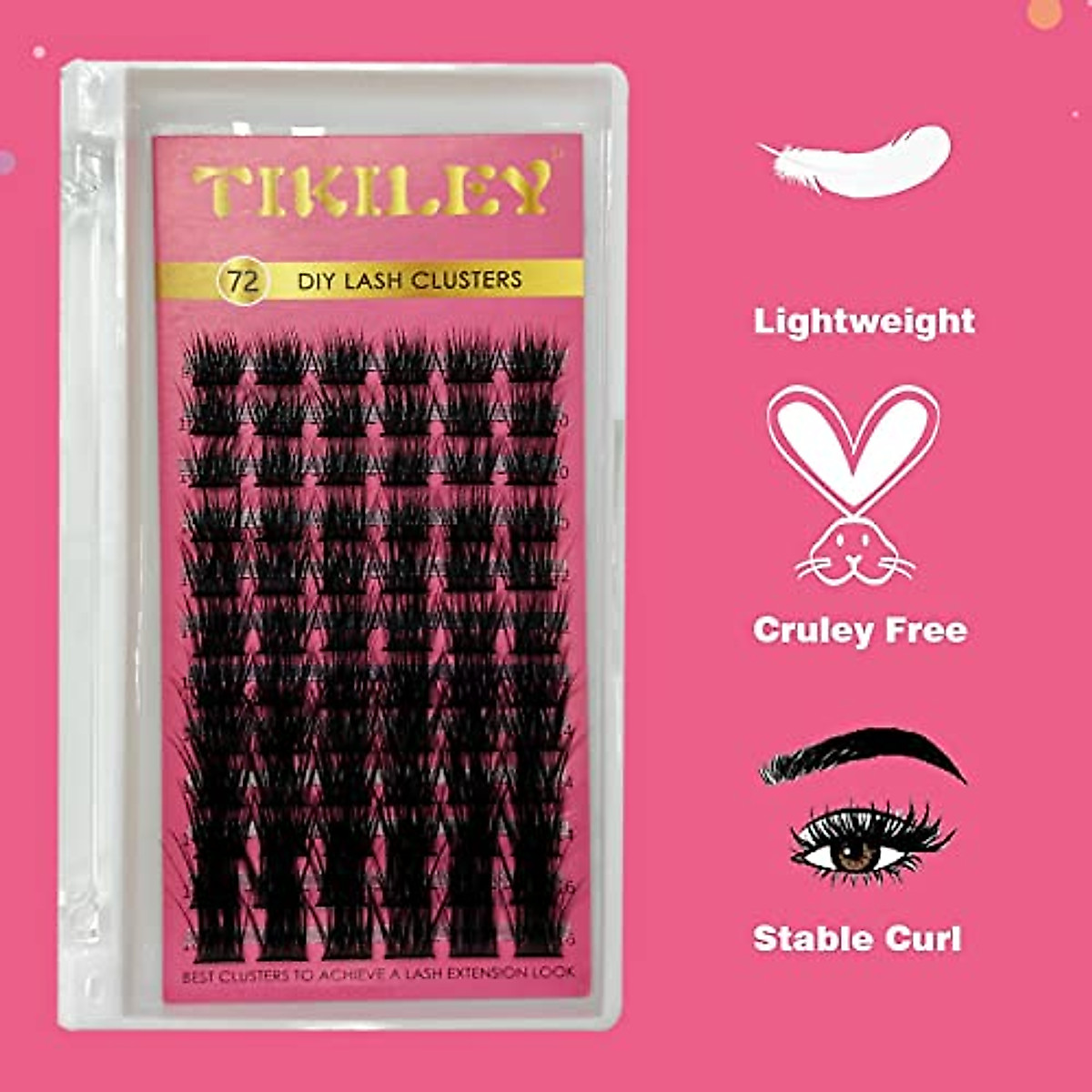 Lash Clusters DIY Eyelash Extension Vloume 72 Cluster Lashes Fluffy Cat Eye Individual Lashes Clusters Wispy Eyelash Clusters (8-16mm Mixed FD07)